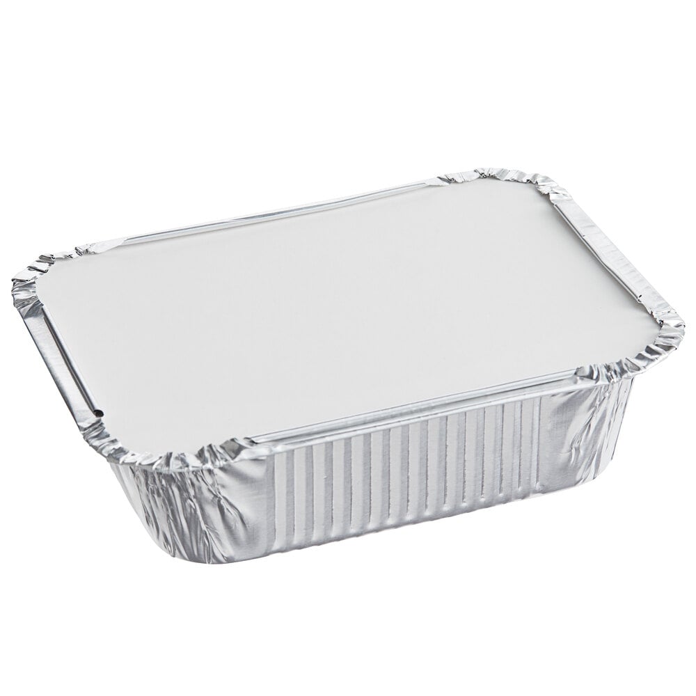 Choice 1 lb. Oblong Foil Take-Out Container with Board Lid - 500/Case