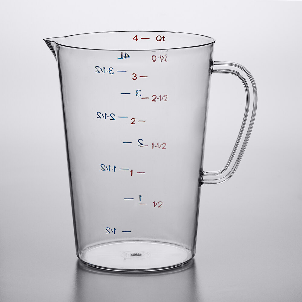 Carlisle 4314507 4 Qt. (16 Cups) Clear Polycarbonate Measuring Cup