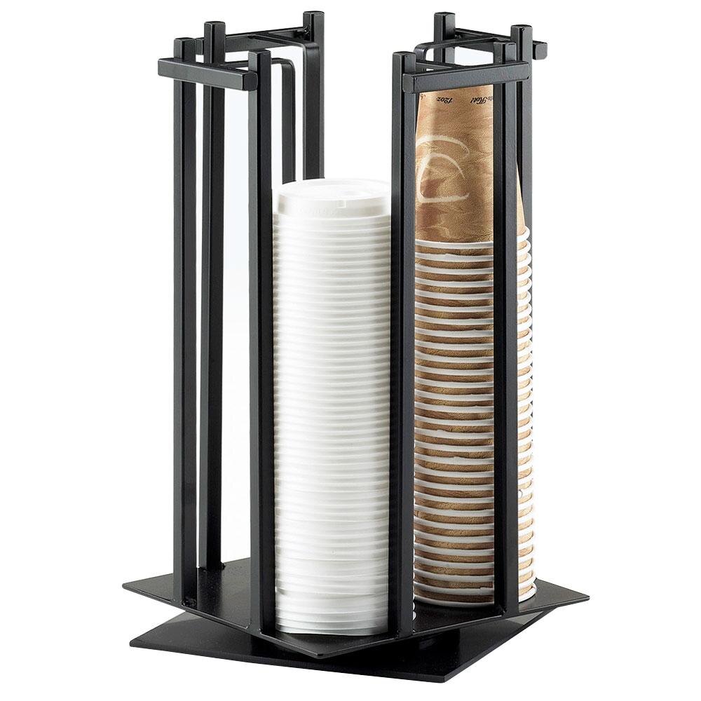 Cal-Mil 1133-13 One By One Black 4-Section Revolving Cup and Lid Organizer