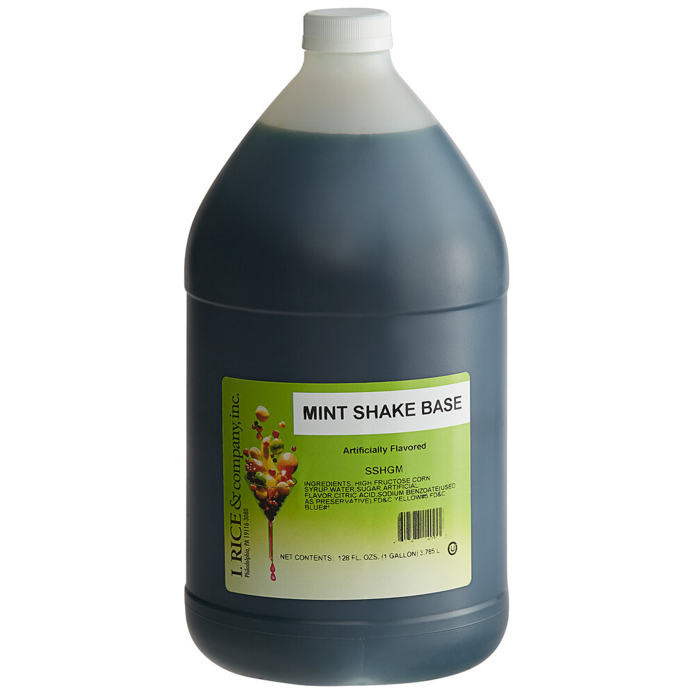 I. Rice 1 Gallon Mint Milkshake Base Syrup - 4/Case