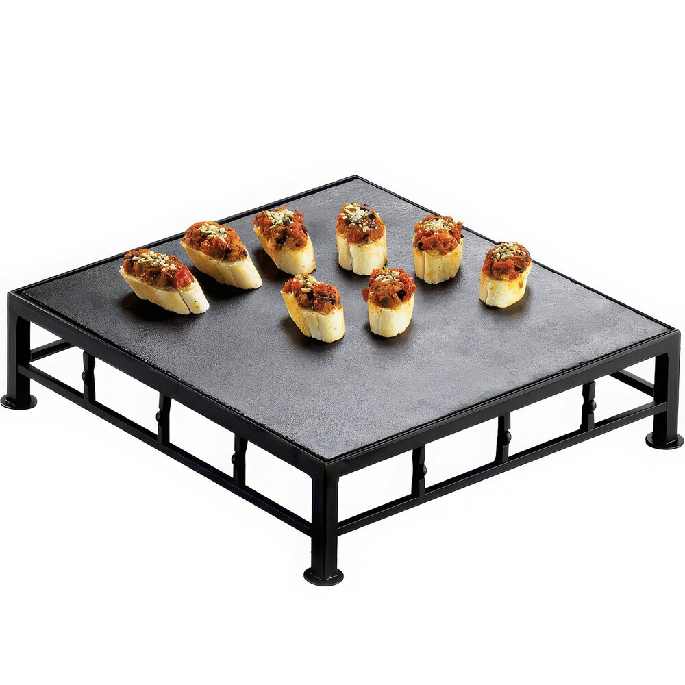 Cal-Mil 1711-3-65 Iron Black Square Riser with Slate Top - 12" x 3"
