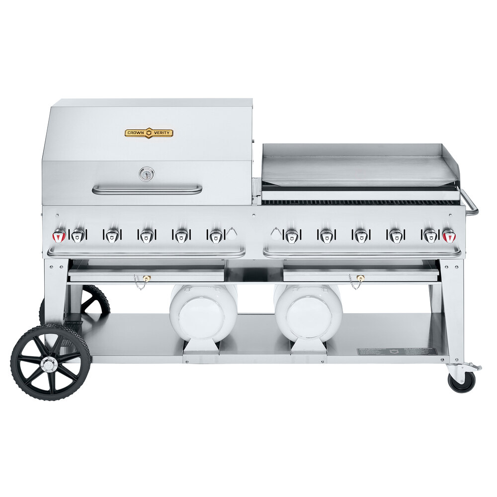 Crown Verity CV-CCB-72RGP Liquid Propane 72" Club Grill with 2 ...