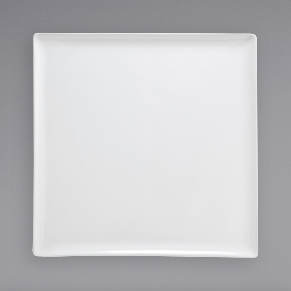 Front of the House Mod 12" Bright White Square Porcelain Plate - 4/Case