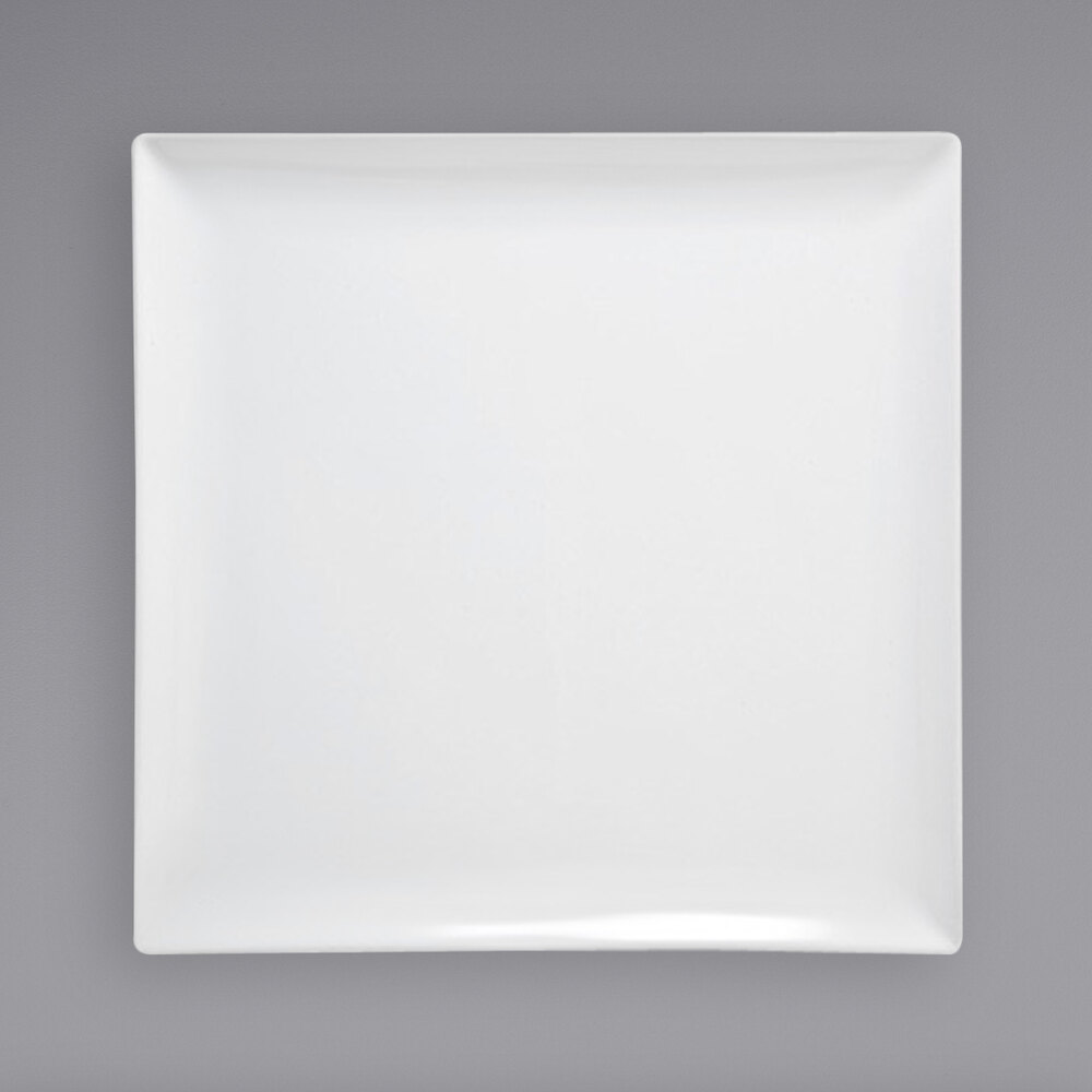 Front of the House Mod 15" Bright White Square Porcelain Platter - 2/Case