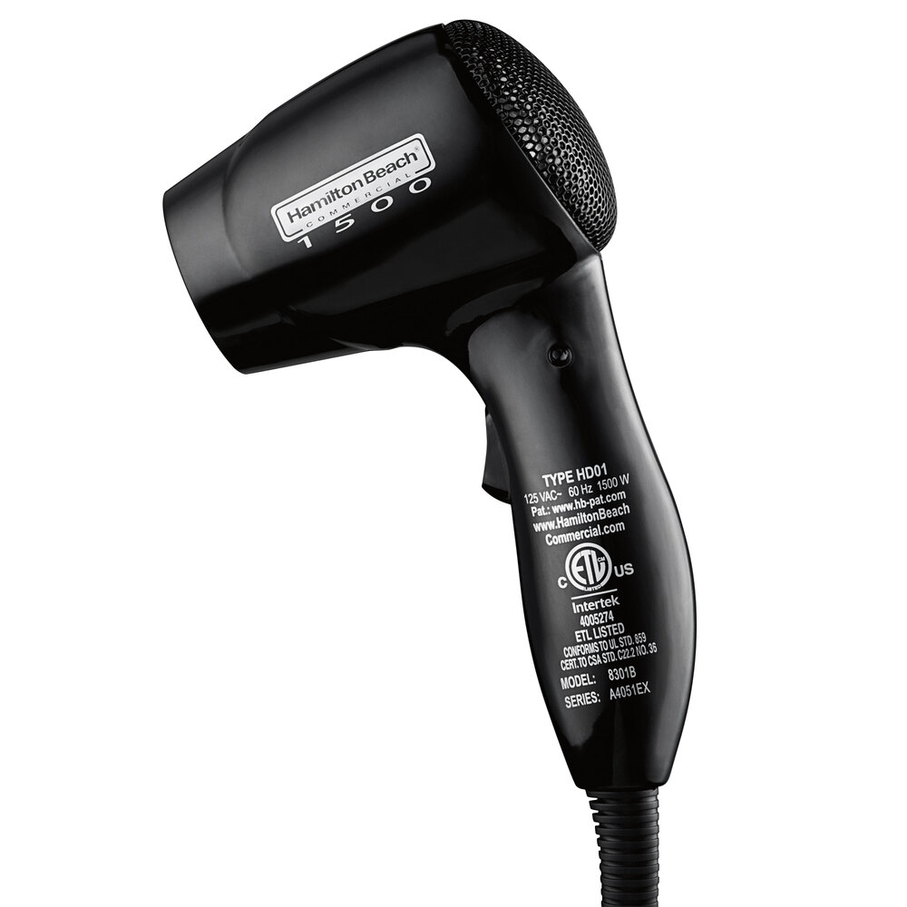 Hamilton Beach 8301B Compact Black Wall Mount 2 Speed Hair Dryer with ...