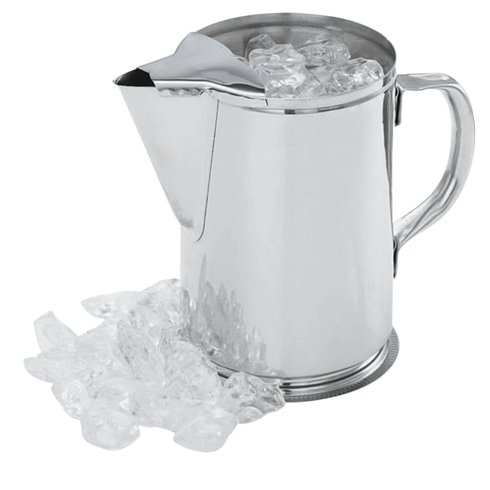 Vollrath 46402 64 oz. Stainless Steel Water Pitcher with Ice Guard