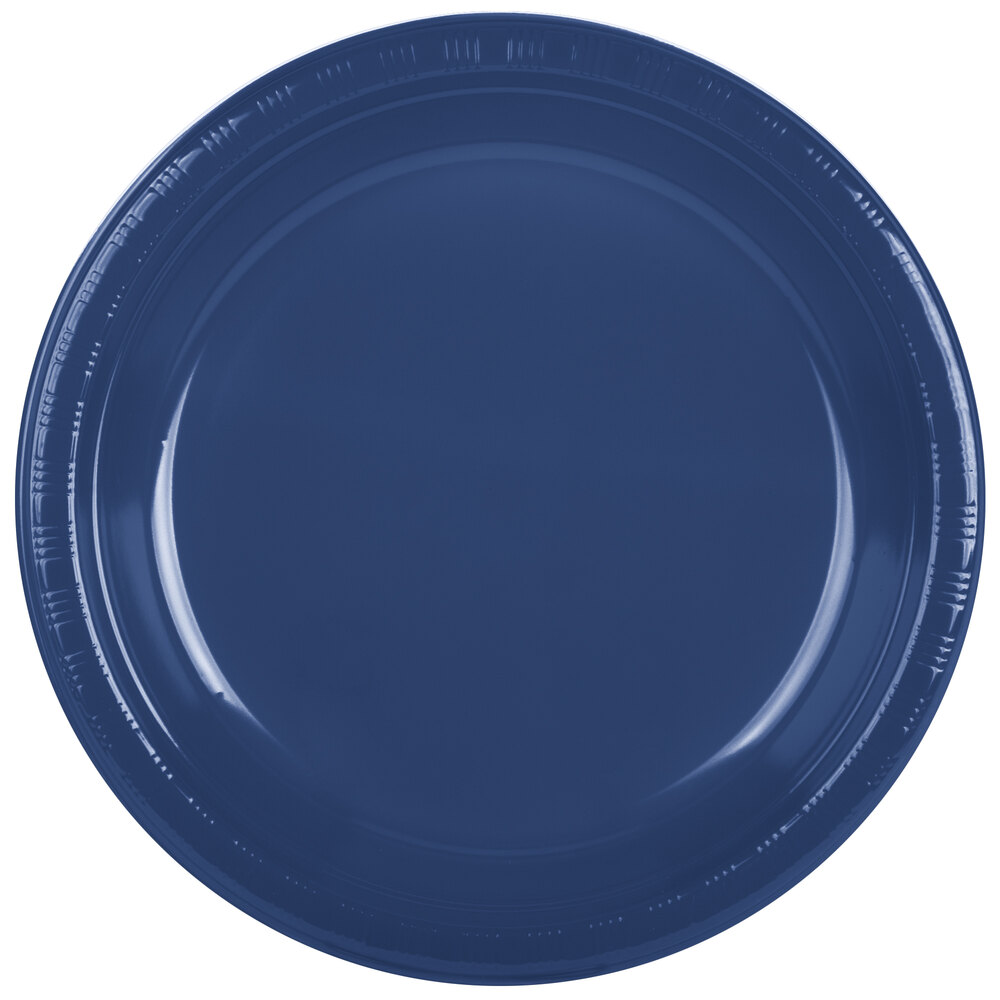Creative Converting 28113731 10" Navy Blue Plastic Plate - 20/Pack