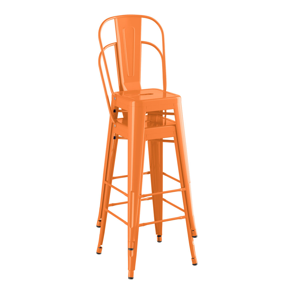 Lancaster Table & Seating Alloy Series Amber Orange Outdoor Cafe Barstool