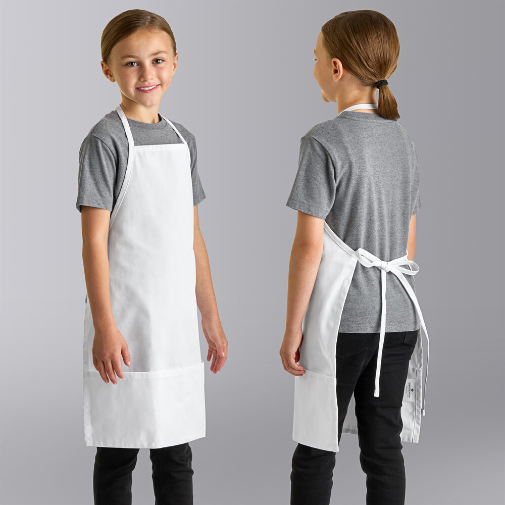 Uncommon Threads Youth Chef Bib Apron (White) - WebstaurantStore