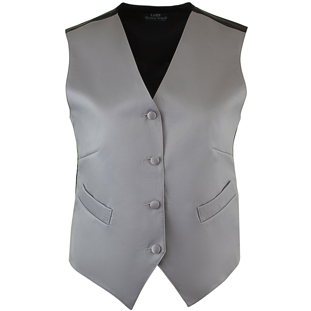 Henry Segal Women's Customizable Gray Satin Server Vest - XS
