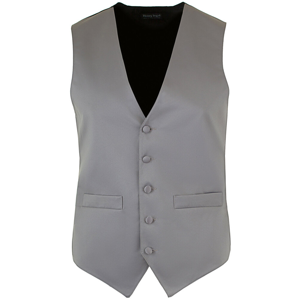 Henry Segal Men's Customizable Gray Satin Server Vest - 3XL