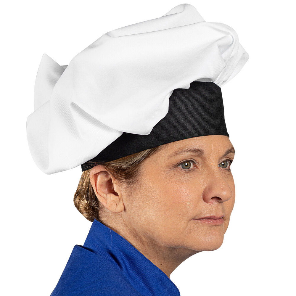 Uncommon Chef White / Black Customizable Twill Chef Hat 0150