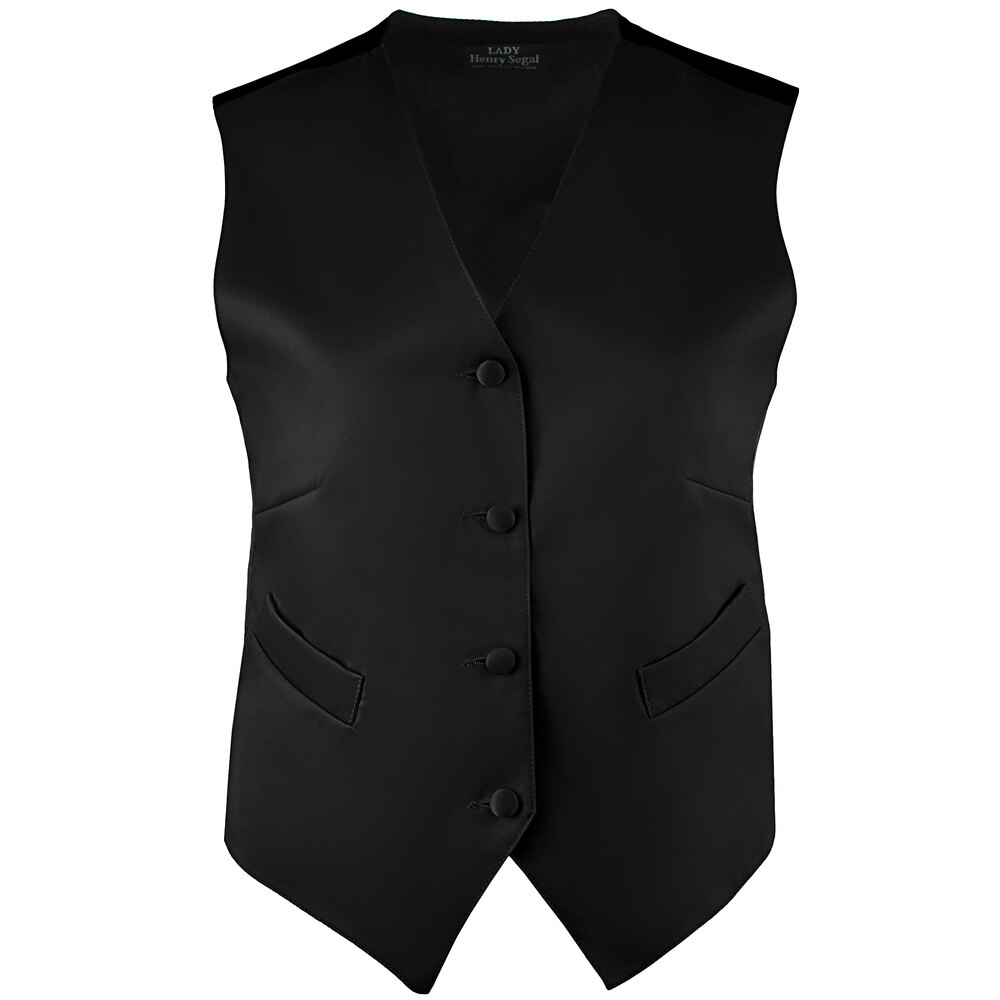 Henry Segal Women's Customizable Black Satin Server Vest - S
