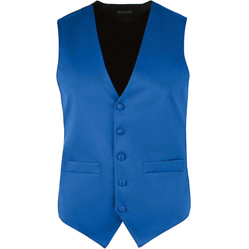 Henry Segal Men's Customizable Blue Satin Server Vest - L