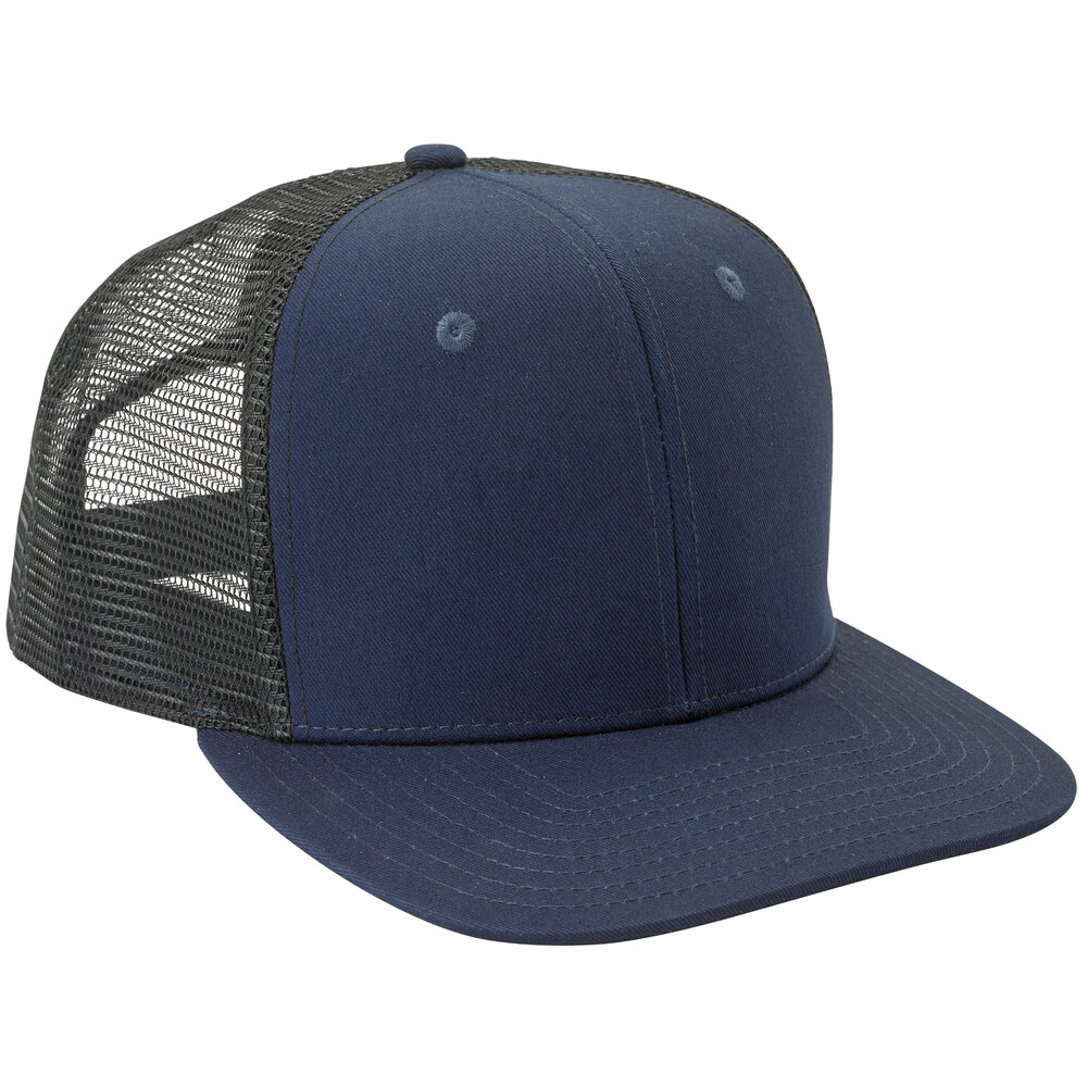 Mercer Culinary Navy Blue Customizable 6-Panel Trucker Cap with Mesh Back