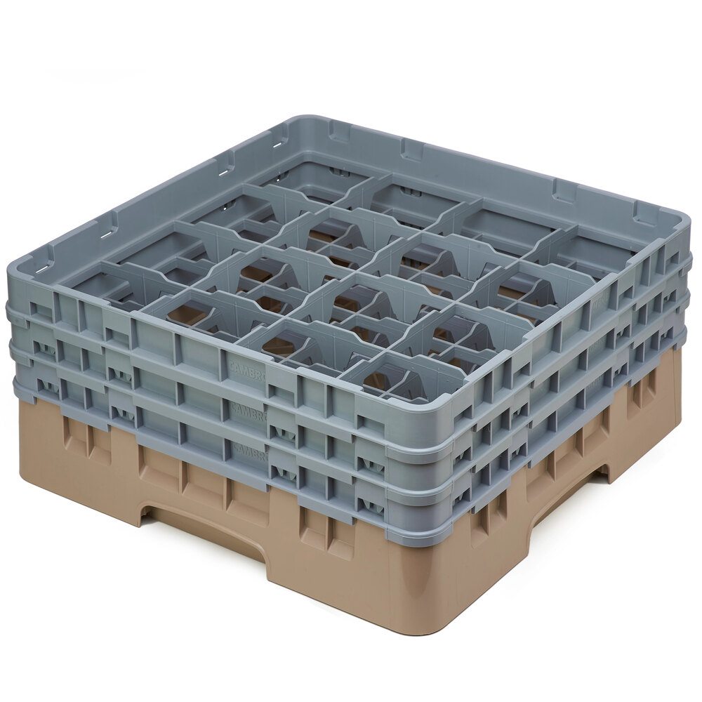 Cambro 16S638184 Camrack 6 7/8" High Customizable Beige 16 Compartment ...