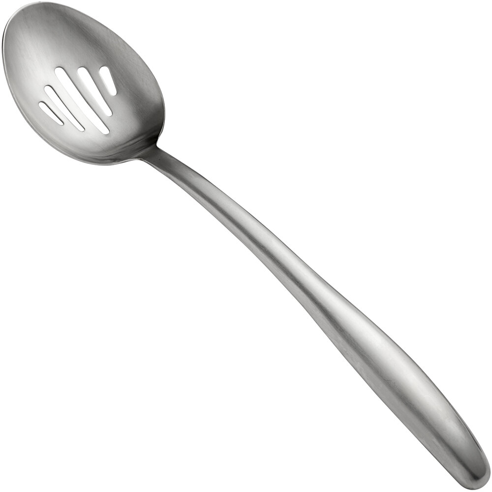 TableCraft 5334 Dalton 13 3/4" 18/8 Stainless Steel Slotted Serving Spoon