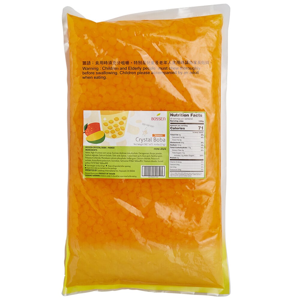 Bossen Mango Crystal Boba in Syrup 4.4 lb.