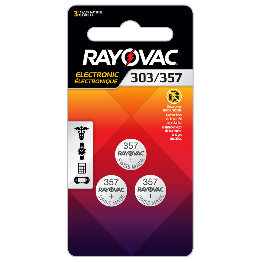 Rayovac 303/357-3ZMG 303/357 1.5V Silver Oxide Coin Button Batteries ...
