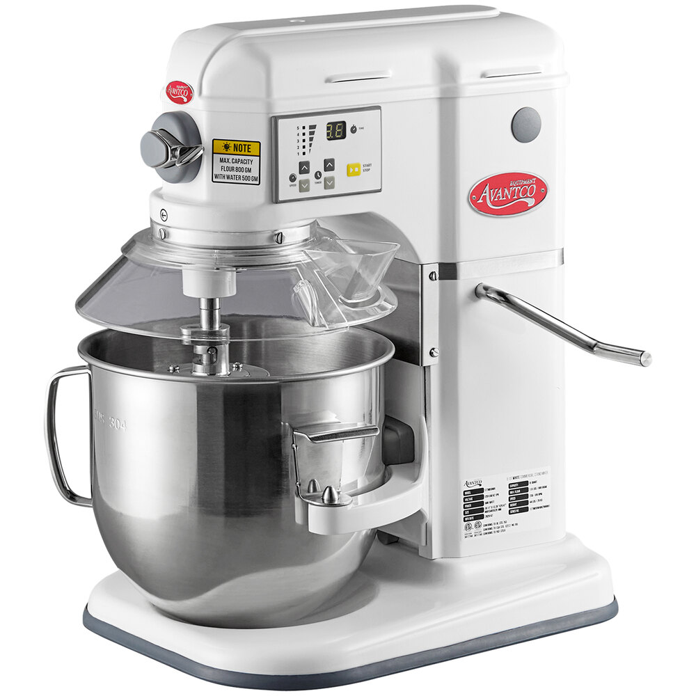 Avantco MIX8WH White 8 Qt. Bowl Lift Countertop Mixer with Standard ...