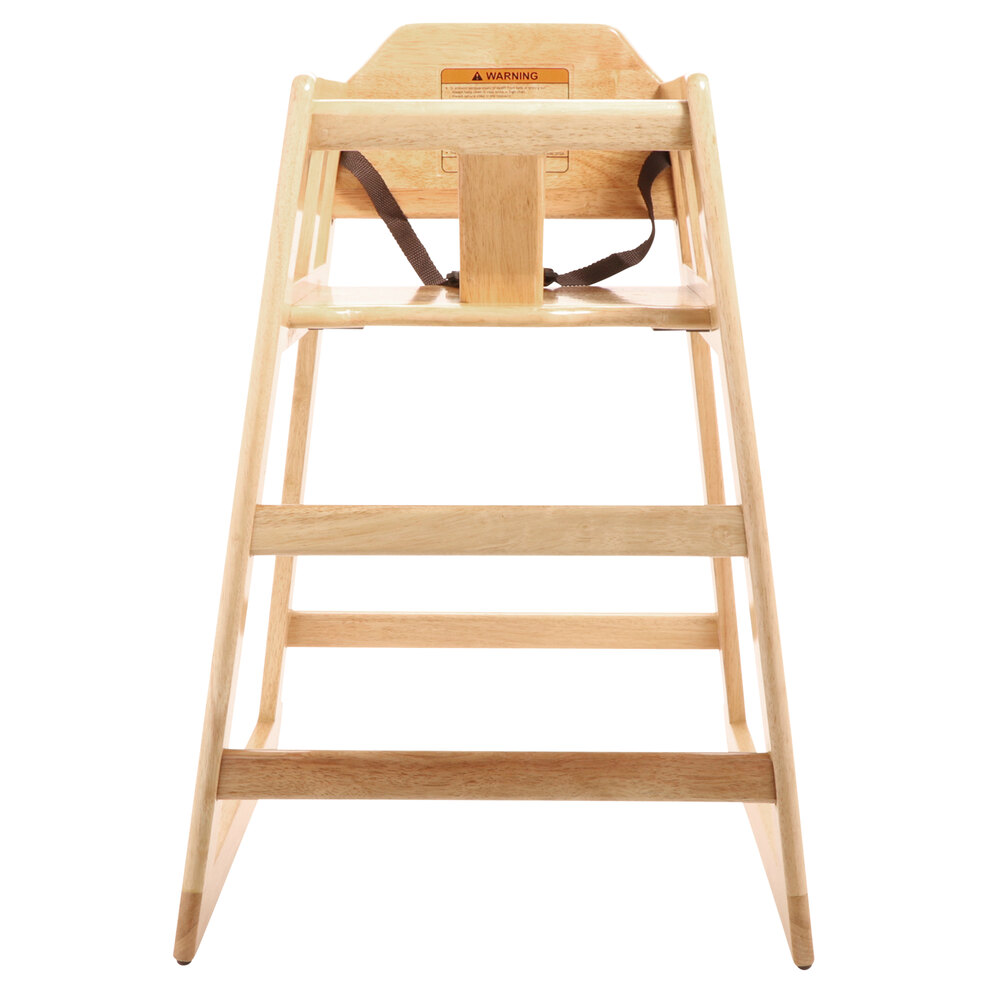 GET HC-100-MOD-N-KD-1 Stackable Hardwood High Chair with Natural Finish ...