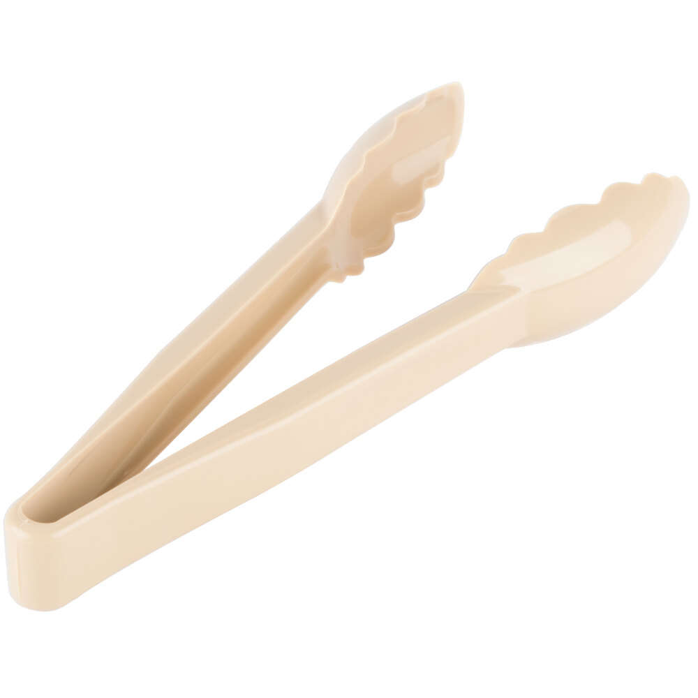 Cambro 9TGS133 Lugano 9" Beige Scallop Grip Plastic Tongs