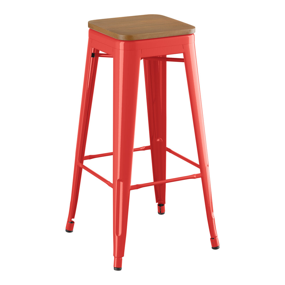 Lancaster Table & Seating Alloy Series Ruby Red Indoor Backless ...