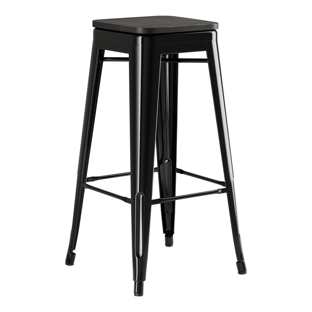Lancaster Table & Seating Alloy Onyx Black Indoor Backless Barstool ...