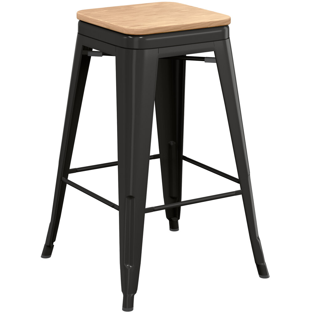 Lancaster Table & Seating Alloy Series Black Indoor Backless Counter ...