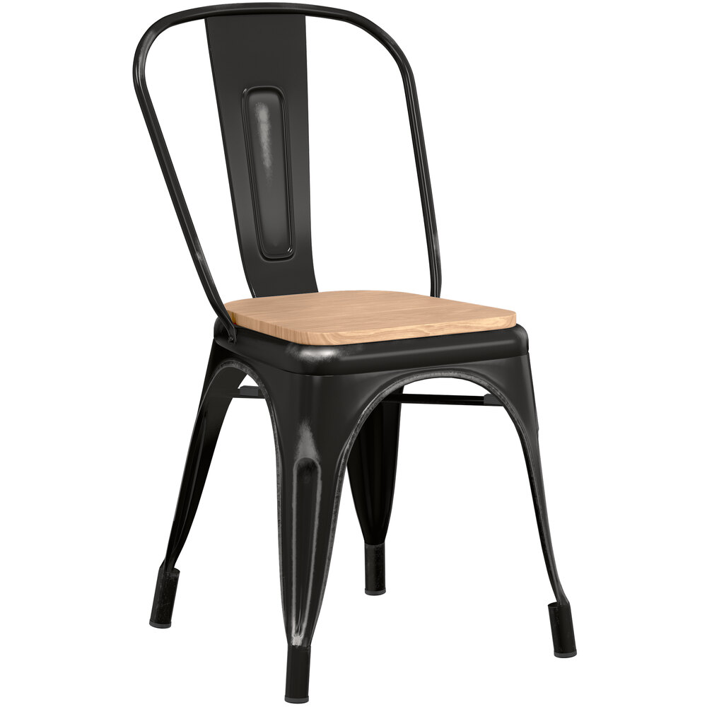 Lancaster Table & Seating Alloy Series Distressed Black Indoor Cafe ...