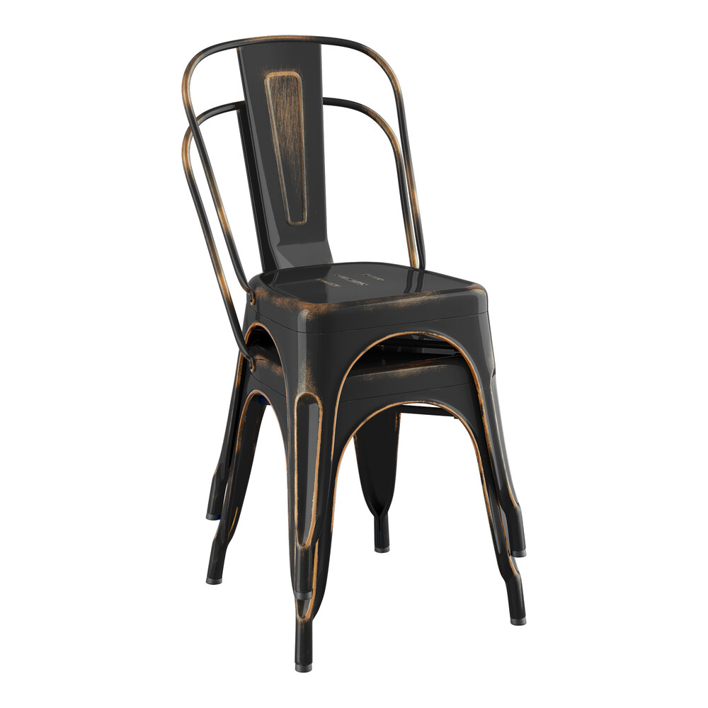 Lancaster Table & Seating Alloy Series Distressed Copper Indoor Cafe ...