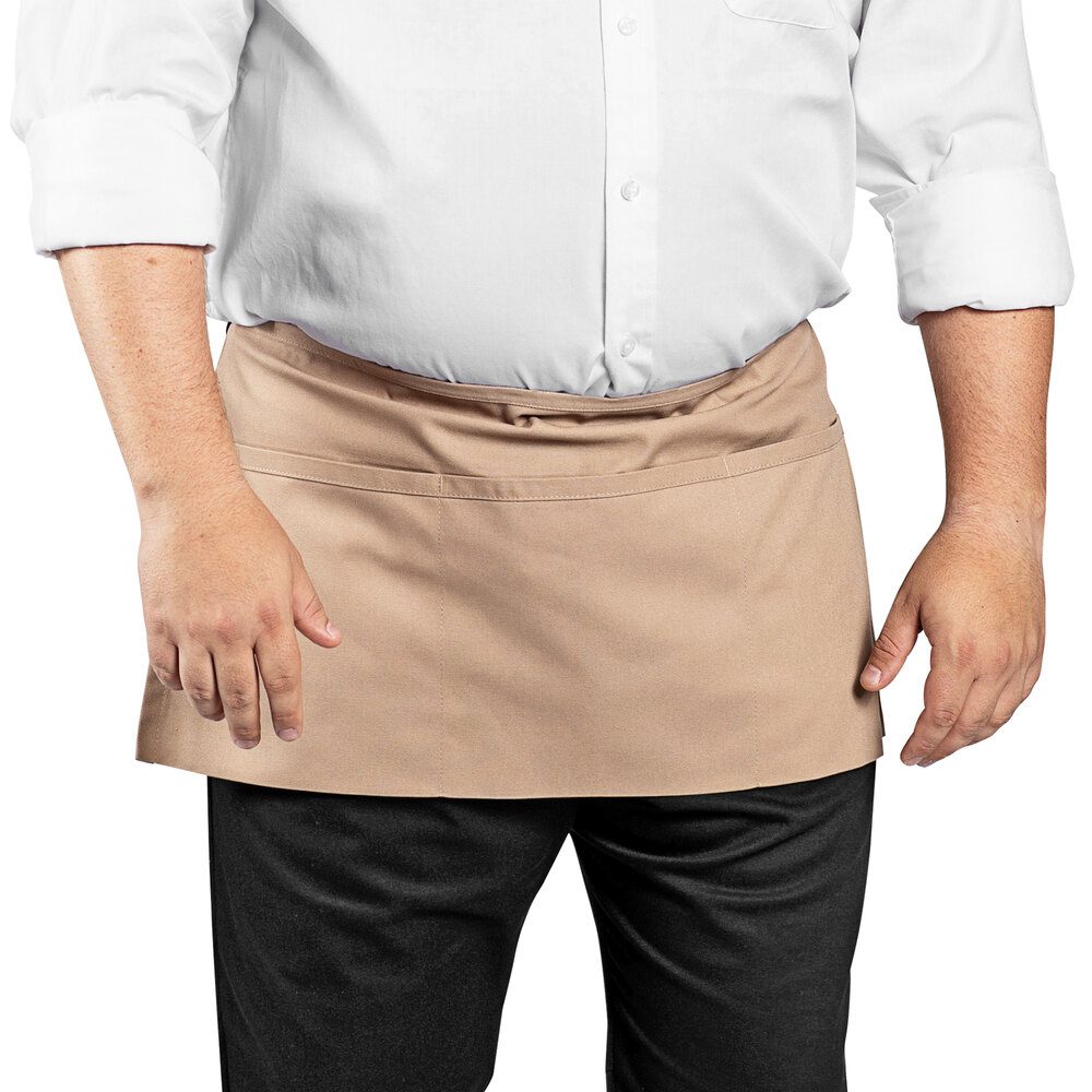 Uncommon Chef 3067 Khaki Customizable Waist Apron with 3 Pockets - 11 ...