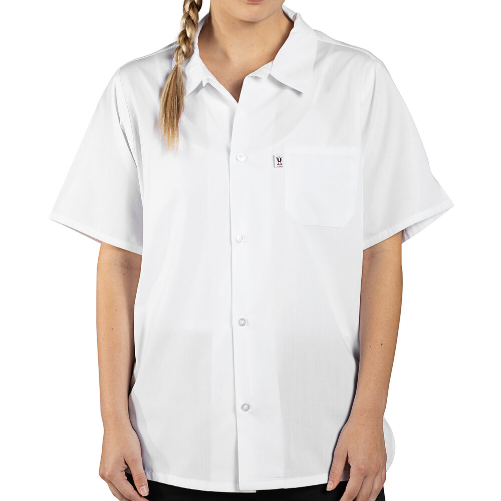 Uncommon Chef 0924 White Customizable Short Sleeve Cook Shirt with Full ...