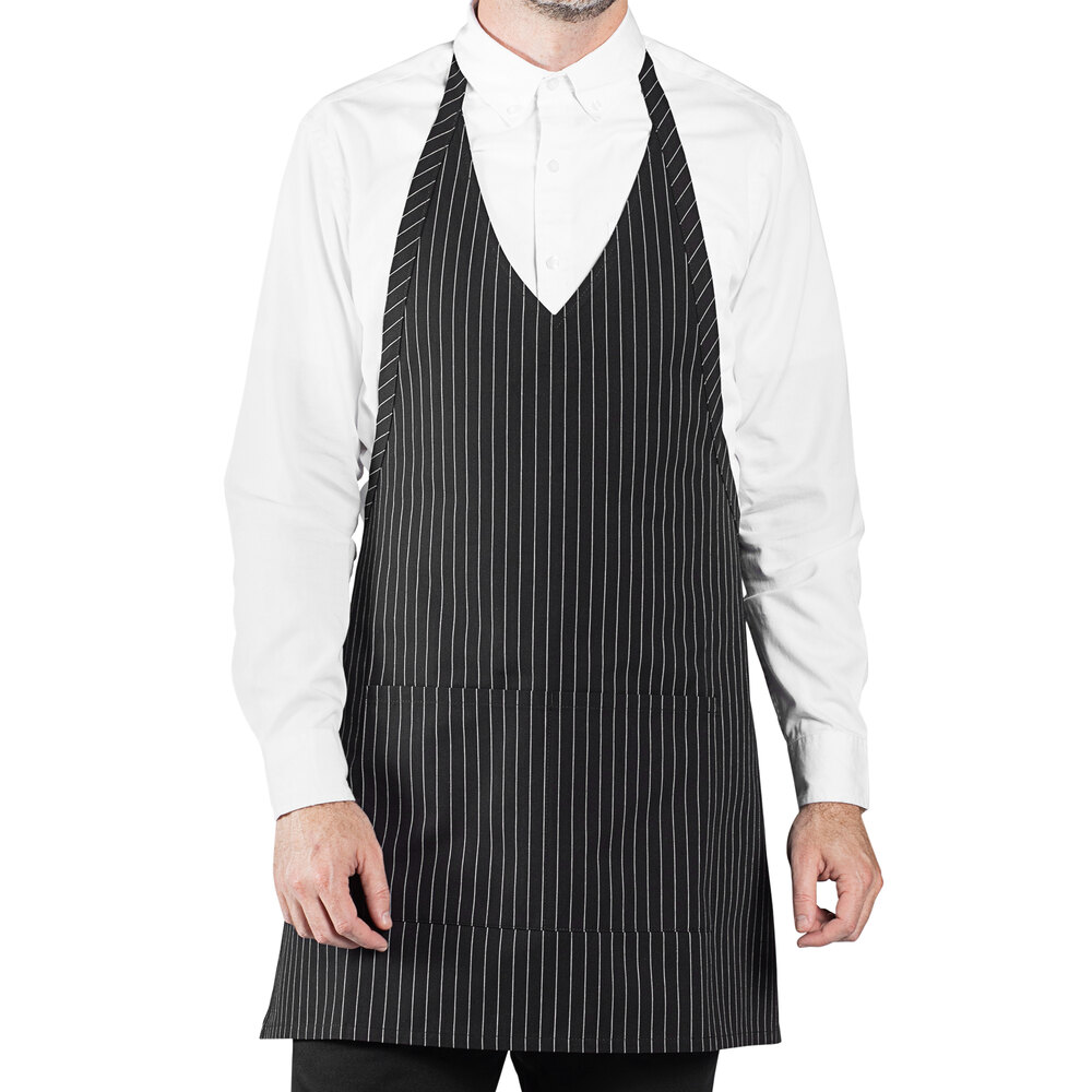 Uncommon Chef 3041 Pinstripe Customizable Poly-Cotton Twill V-Neck ...