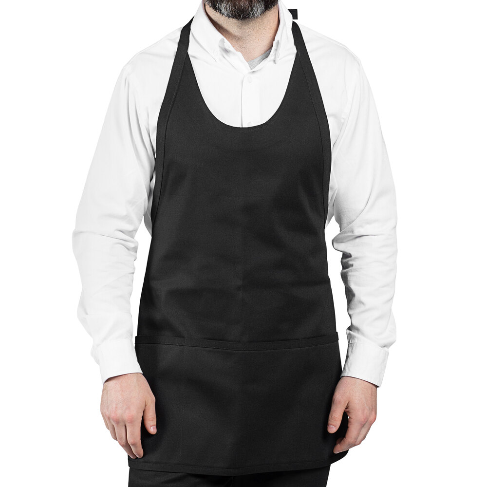 Uncommon Chef 3042 Black Customizable Poly-Cotton Twill Scoop Neck ...