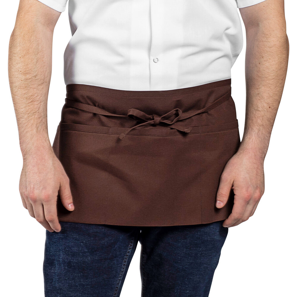 Uncommon Chef 3067 Brown Customizable Waist Apron with 3 Pockets - 11 ...