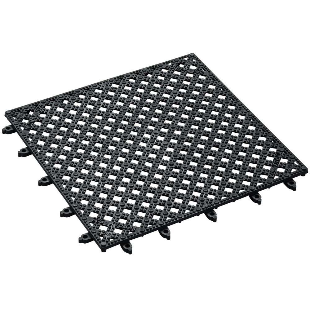 American Metalcraft BT12X12 12" x 12" Black Vinyl Interlocking Bar Tile