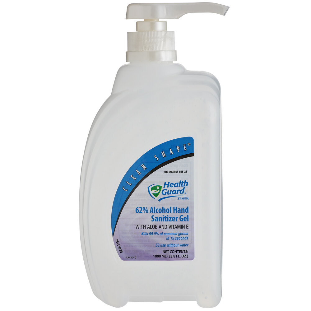 Kutol 65636 Health Guard 33.8 oz. / 1 Liter Dye and Fragrance Free 62% ...