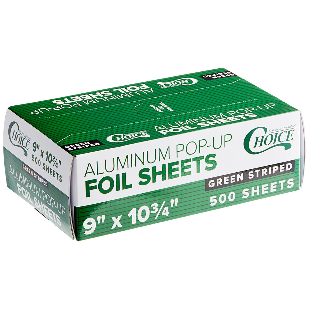 Choice 9" X 10 3/4" Green Striped Food Service Interfolded Foil Pop Up ...