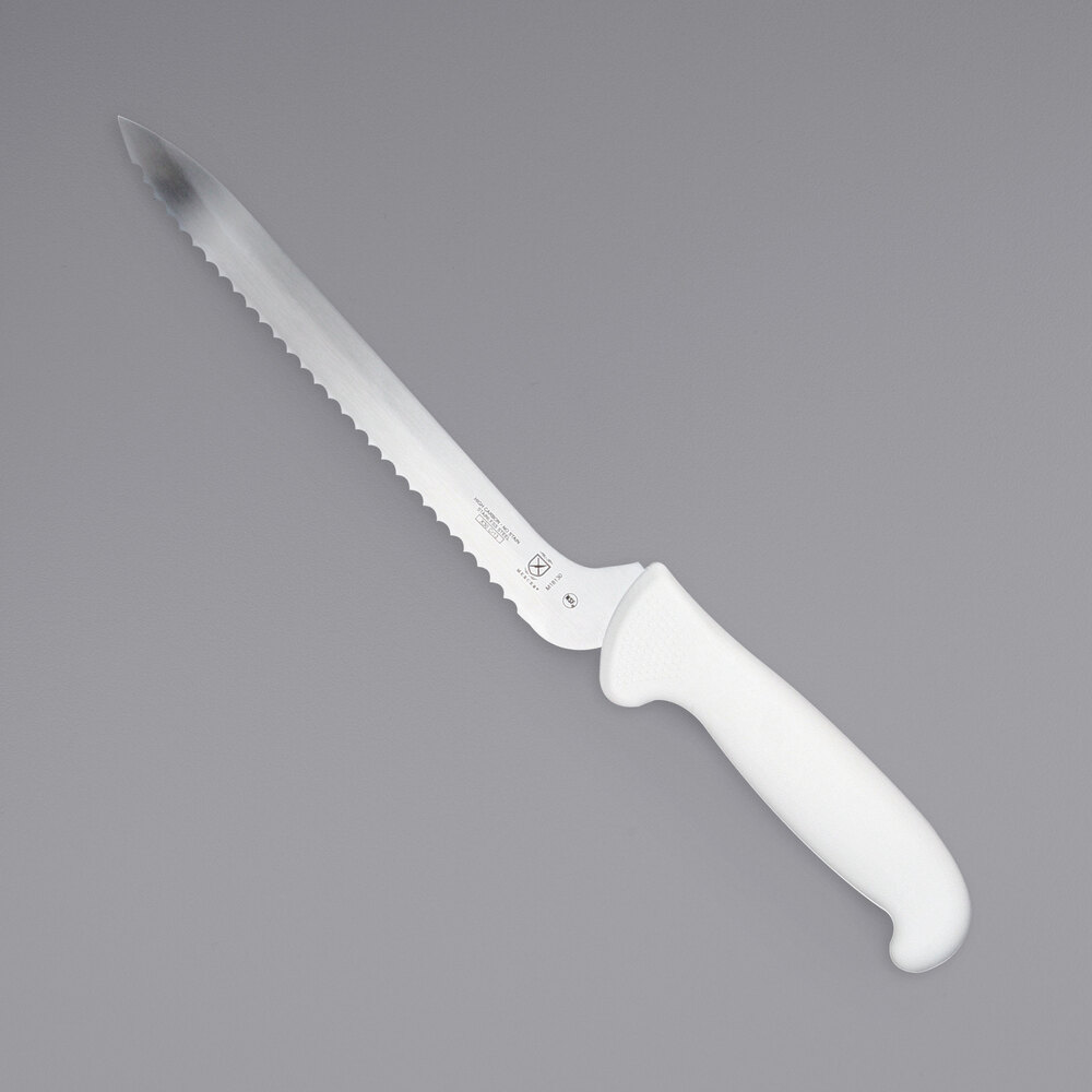 Mercer Culinary M18130 Ultimate White® 8" Offset Wavy Edge Bread Knife ...