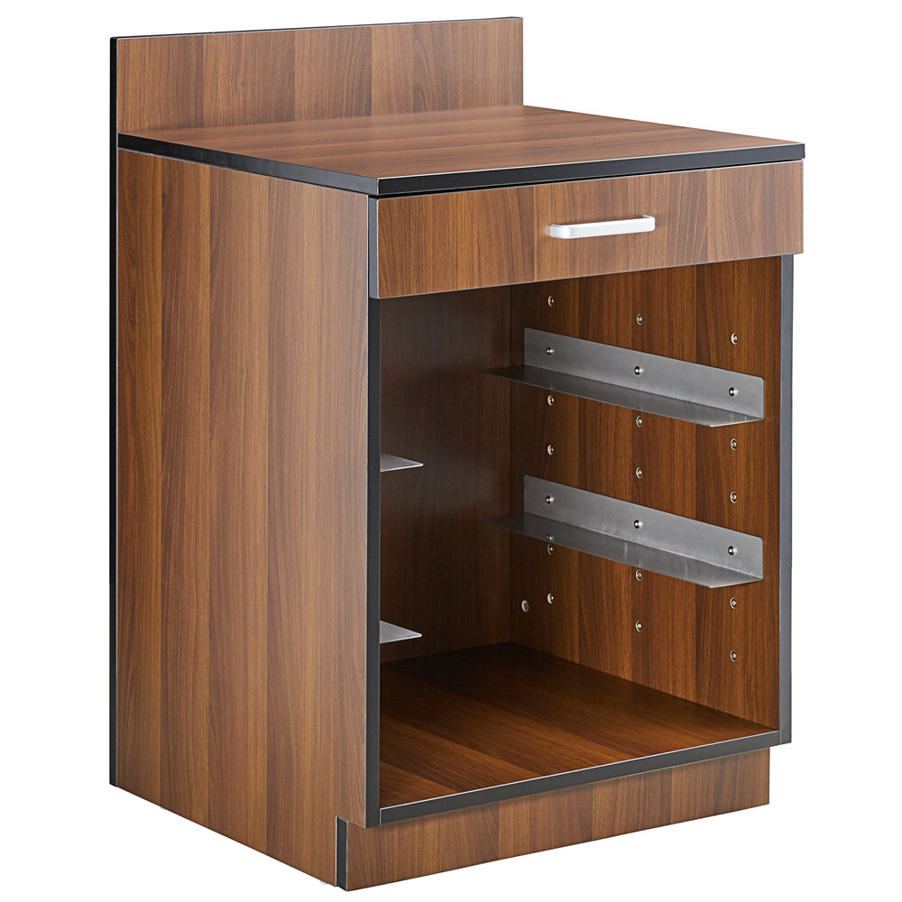 Lancaster Table & Seating 24" Walnut Waitress Station with Drawer and 4 ...