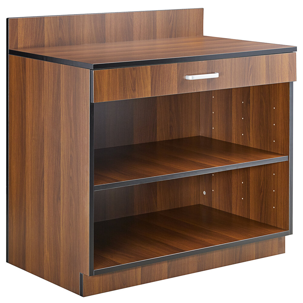 Lancaster Table & Seating 36" Walnut Waitress Station with Drawer and ...