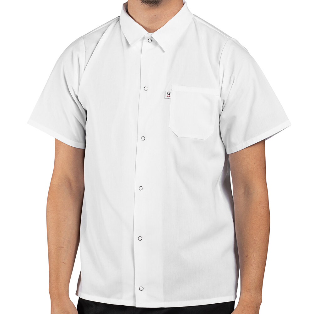 Uncommon Chef 0950 White Customizable Six Snap Cook Shirt - XL