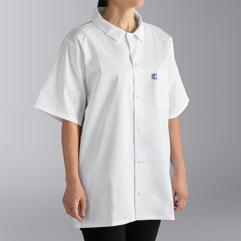 Uncommon Chef 0950 White Customizable Six Snap Cook Shirt - 5XL