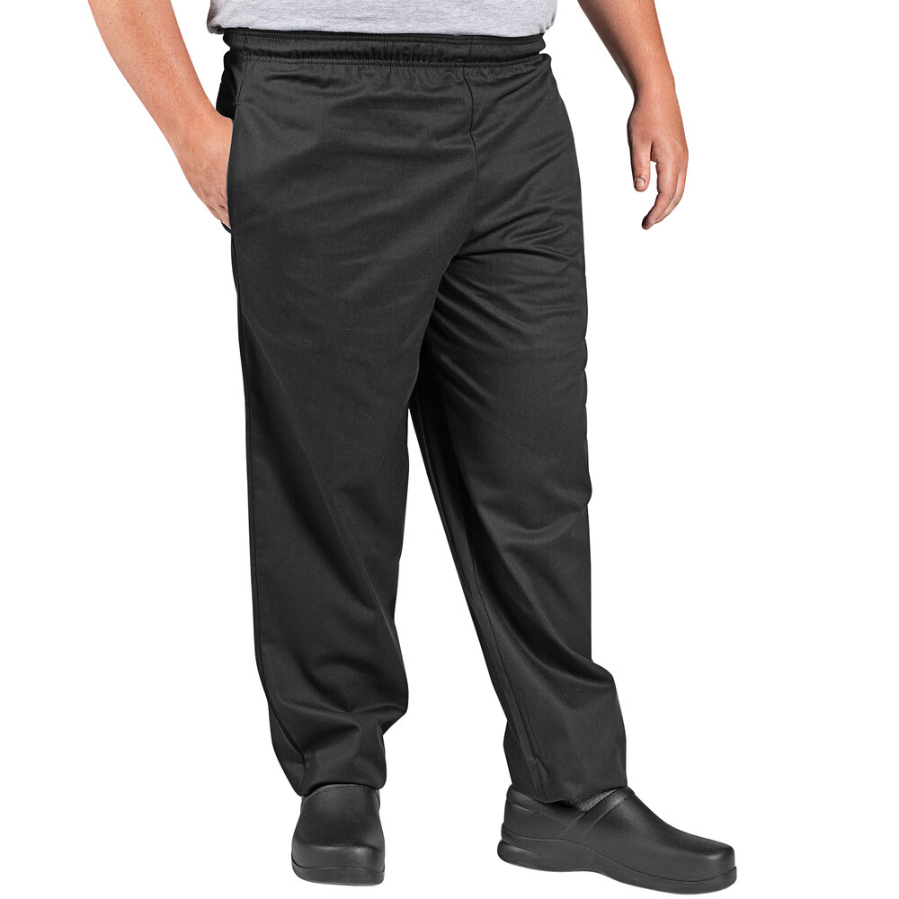 Uncommon Chef 4010 Unisex Black Customizable Traditional Chef Pants - L