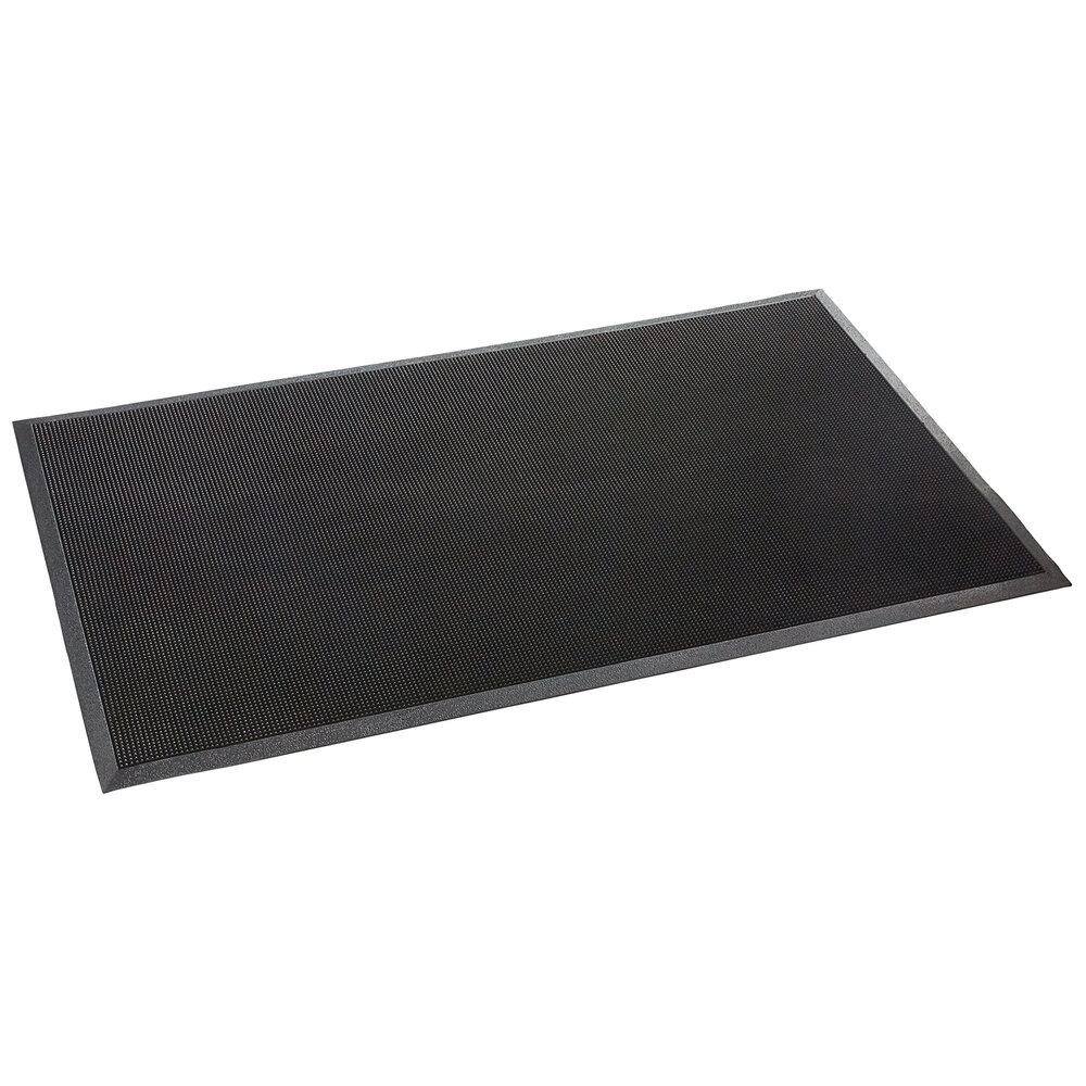 Choice 3' x 5' Black Rubber Finger-Scraper Top Anti-Fatigue Mat - 1/2 ...
