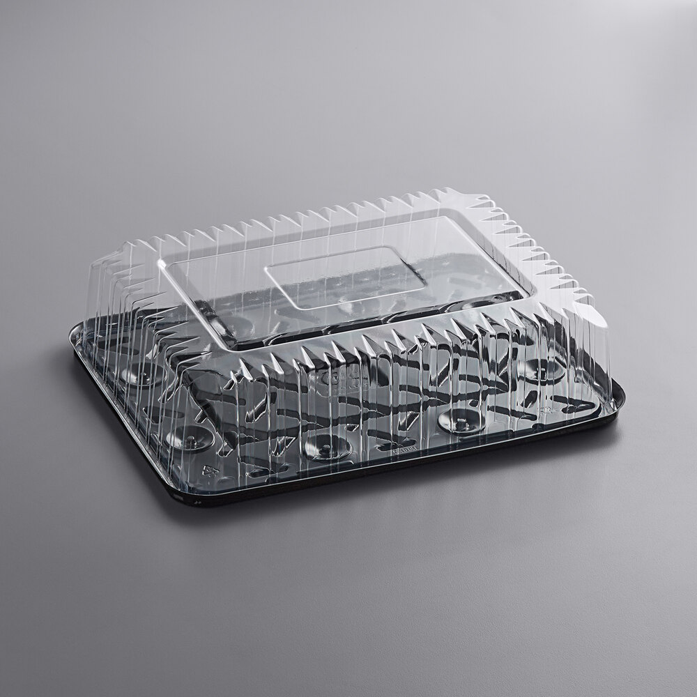 Choice 1/4 Size Low Dome Sheet Cake Display Container with Clear Dome ...