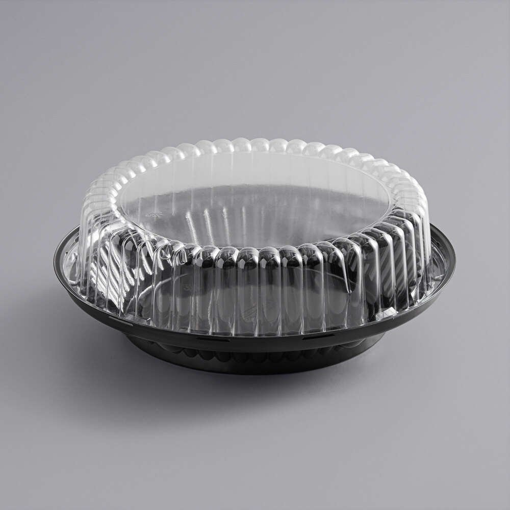 Choice 10" Black Pie Container with Clear High Dome Lid - 25/Pack