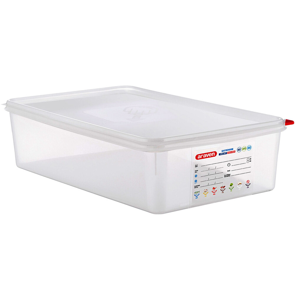Araven 03036 Full Size Translucent Polypropylene Food Pan with Airtight ...