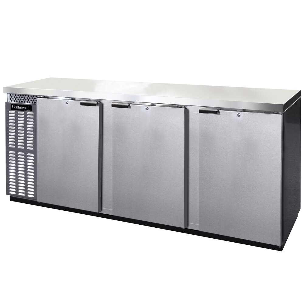 Continental Refrigerator BB90NSSPT 90" Stainless Steel Solid Door Pass ...